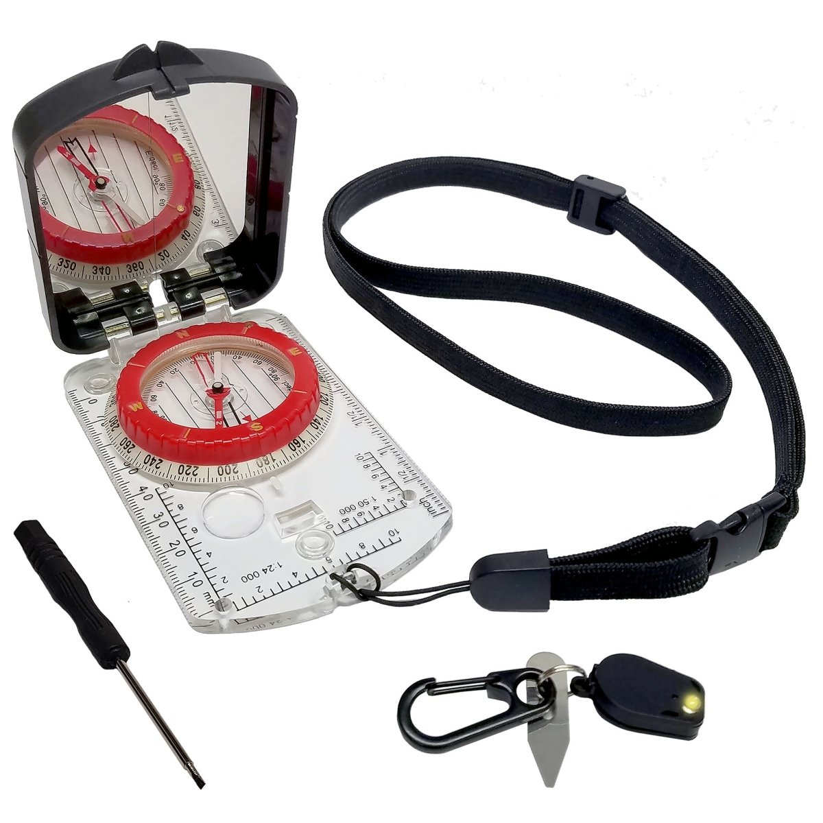 RS46 Mirrored Sighting Compass with Declination Adjustment, Clinometer ...